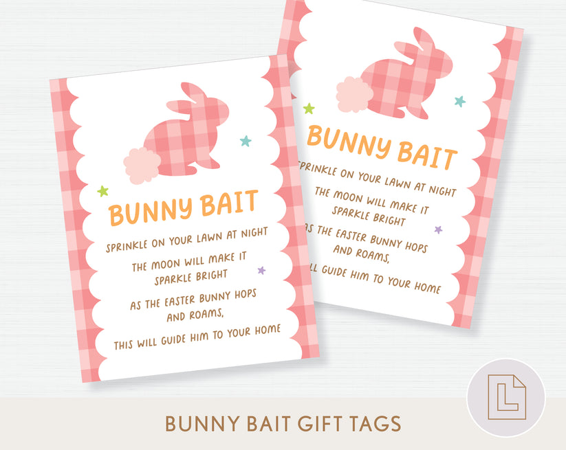 Easter Bunny Bait Printable Gift Tags Pink – Lela Paper