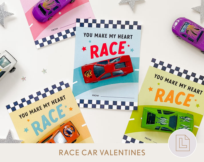 You Make My Heart Race Car Valentine Printable | Classmate Valentine C ...