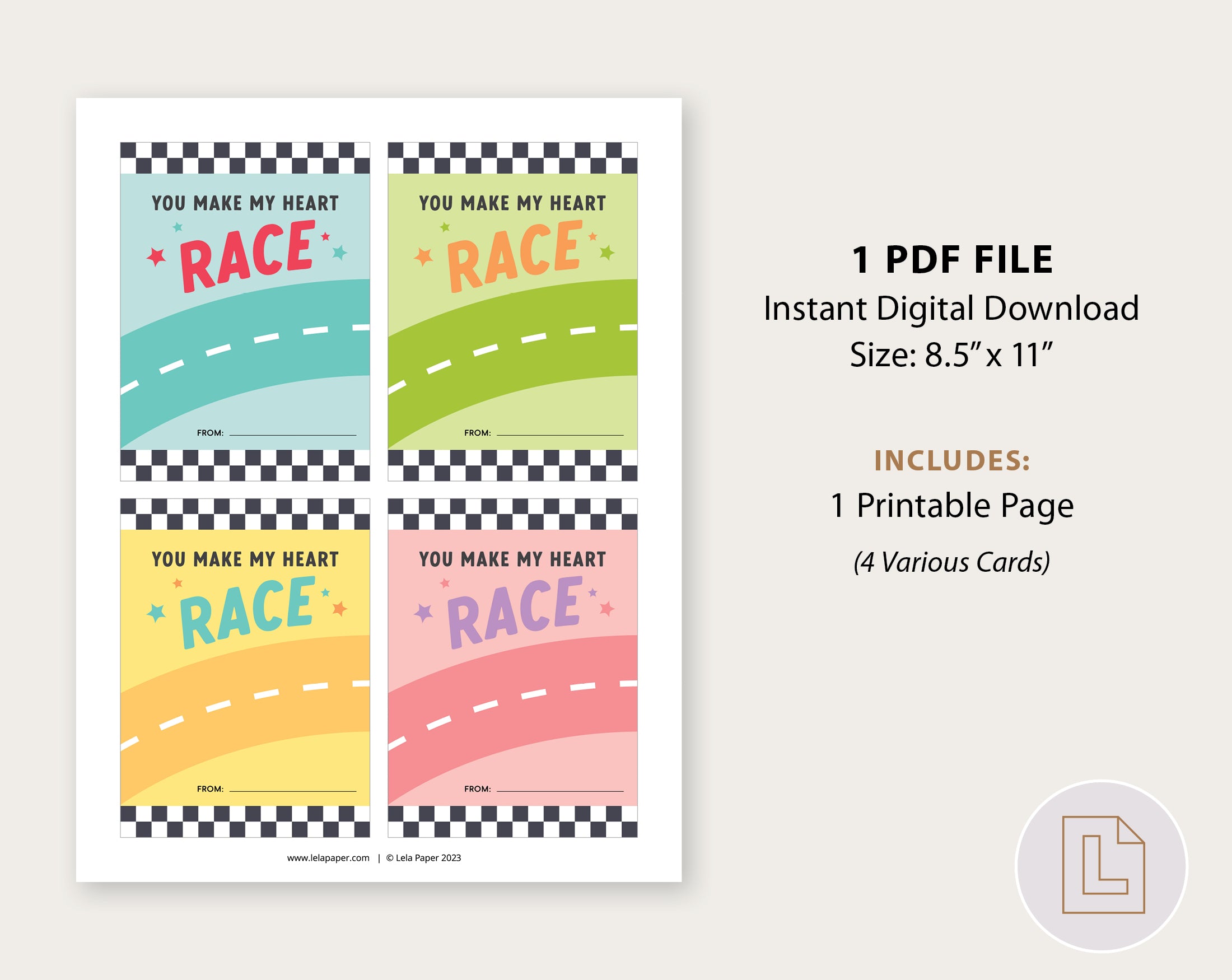 You Make My Heart Race Car Valentine Printable | Classmate Valentine C ...