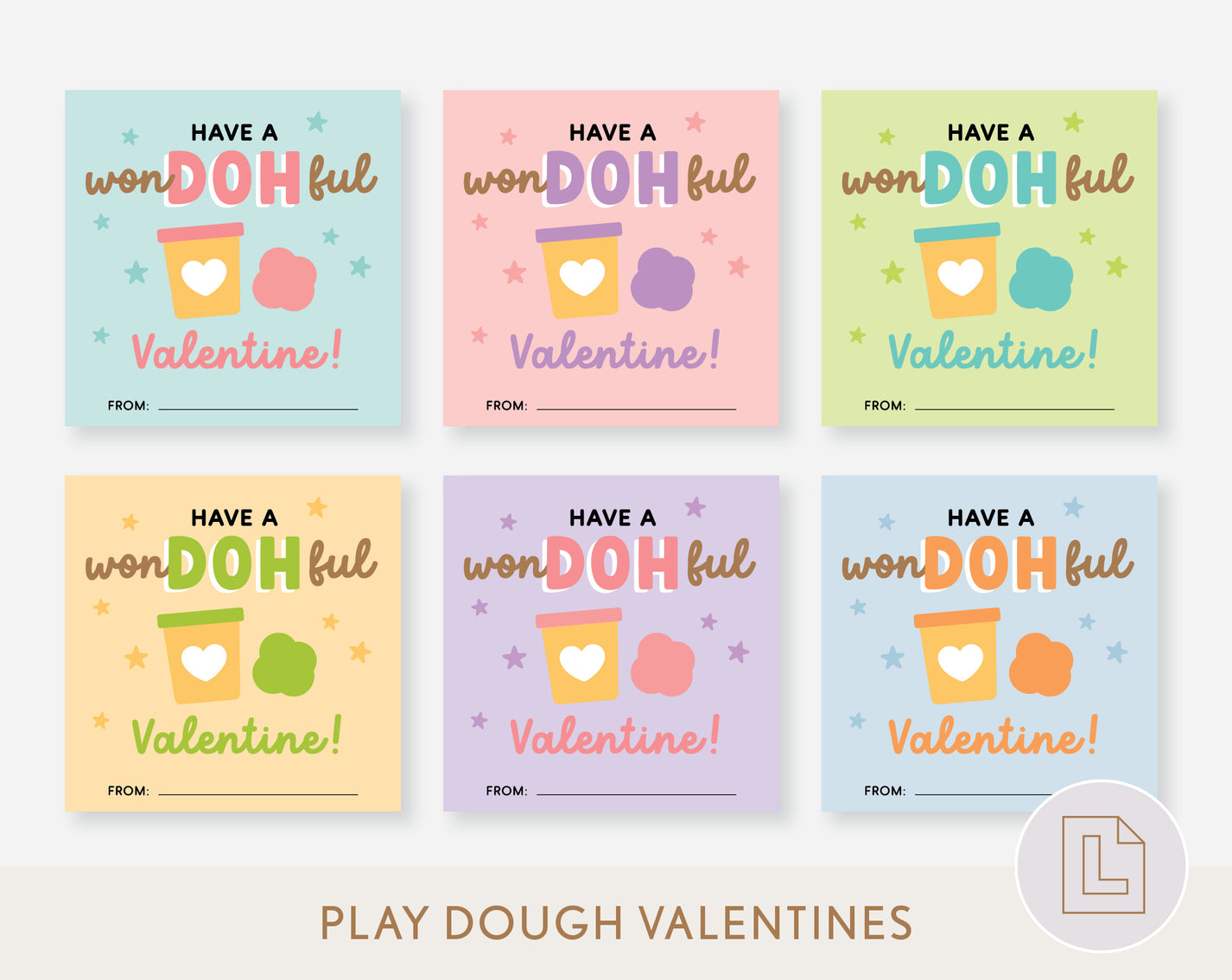 Play Dough Valentine Printable | Classmate Valentine Cards – Lela Paper