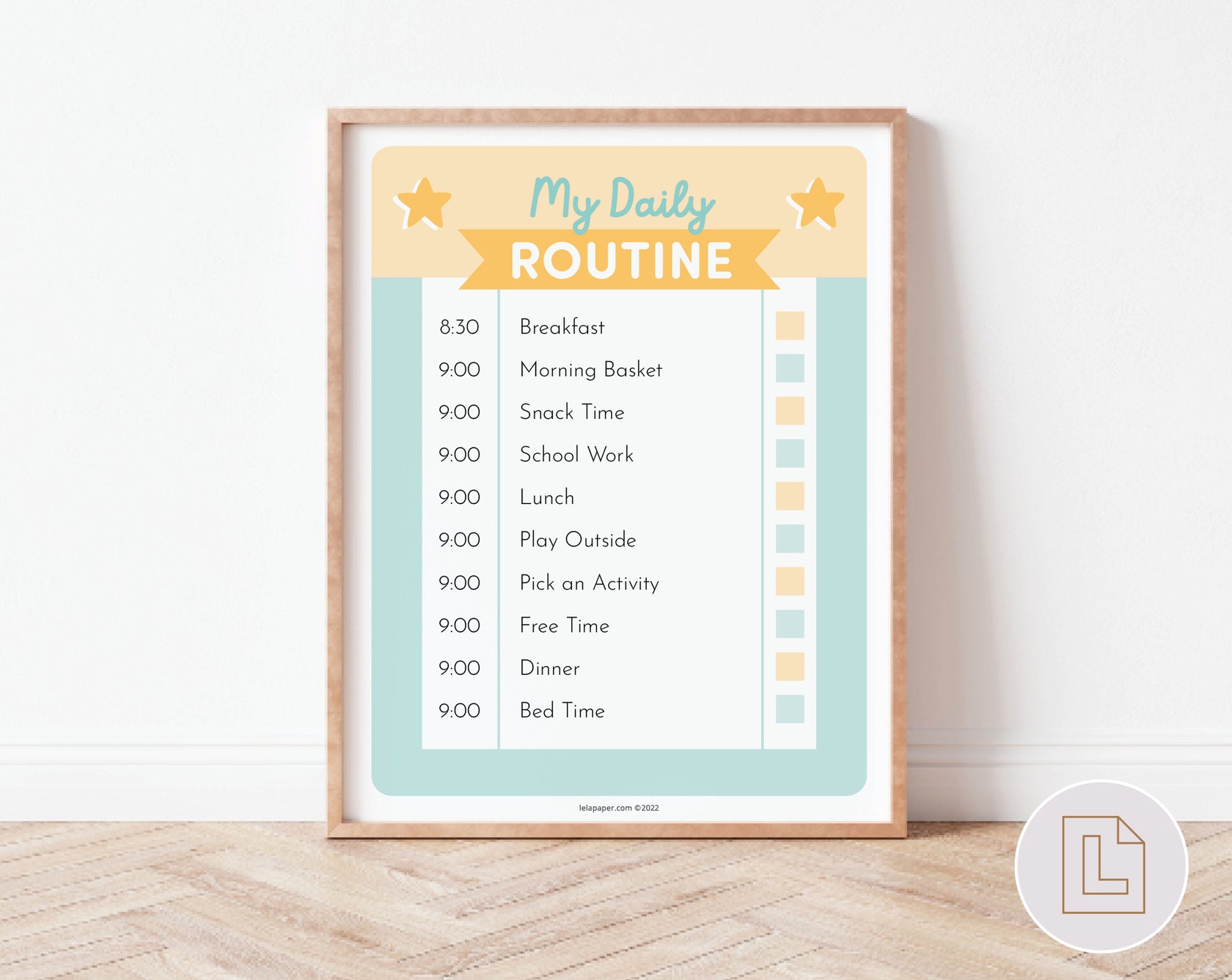 Daily Routine Editable Chart Blue – Lela Paper