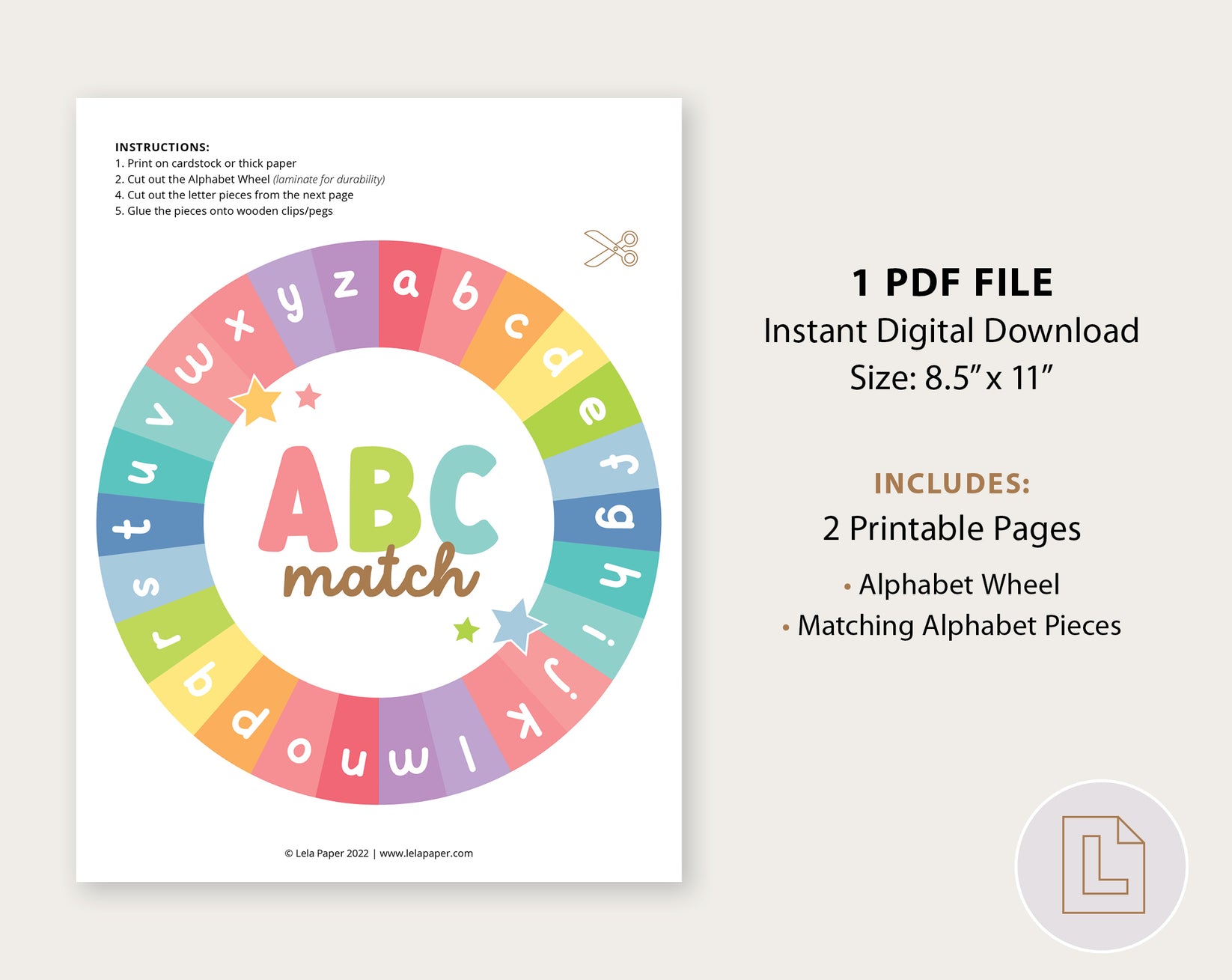Alphabet Matching Wheel – Lela Paper