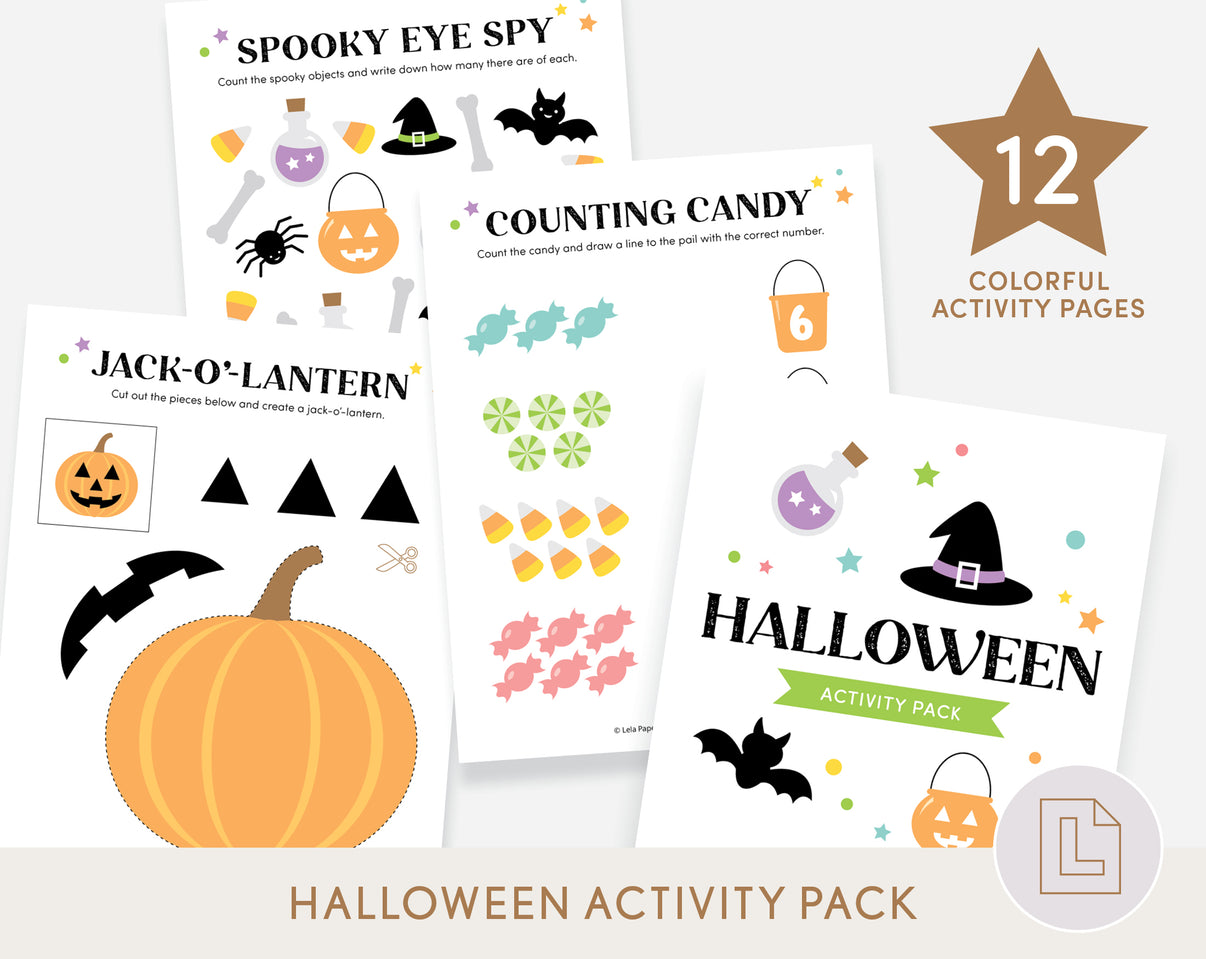 Halloween Activity Pack Printable Worksheets – Lela Paper