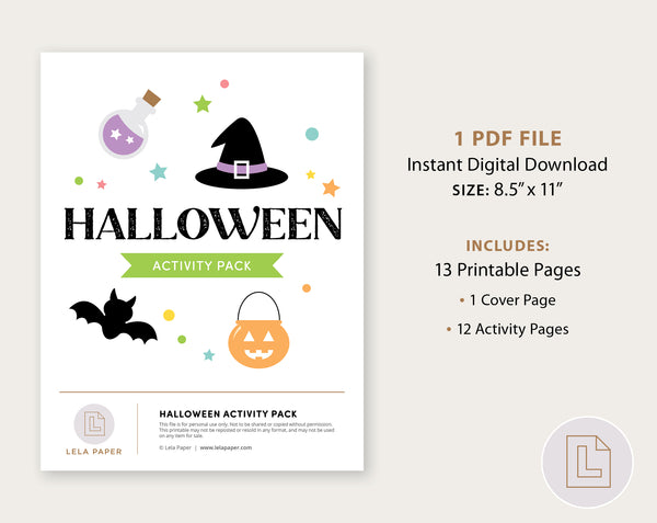 Halloween Activity Pack Printable Worksheets – Lela Paper