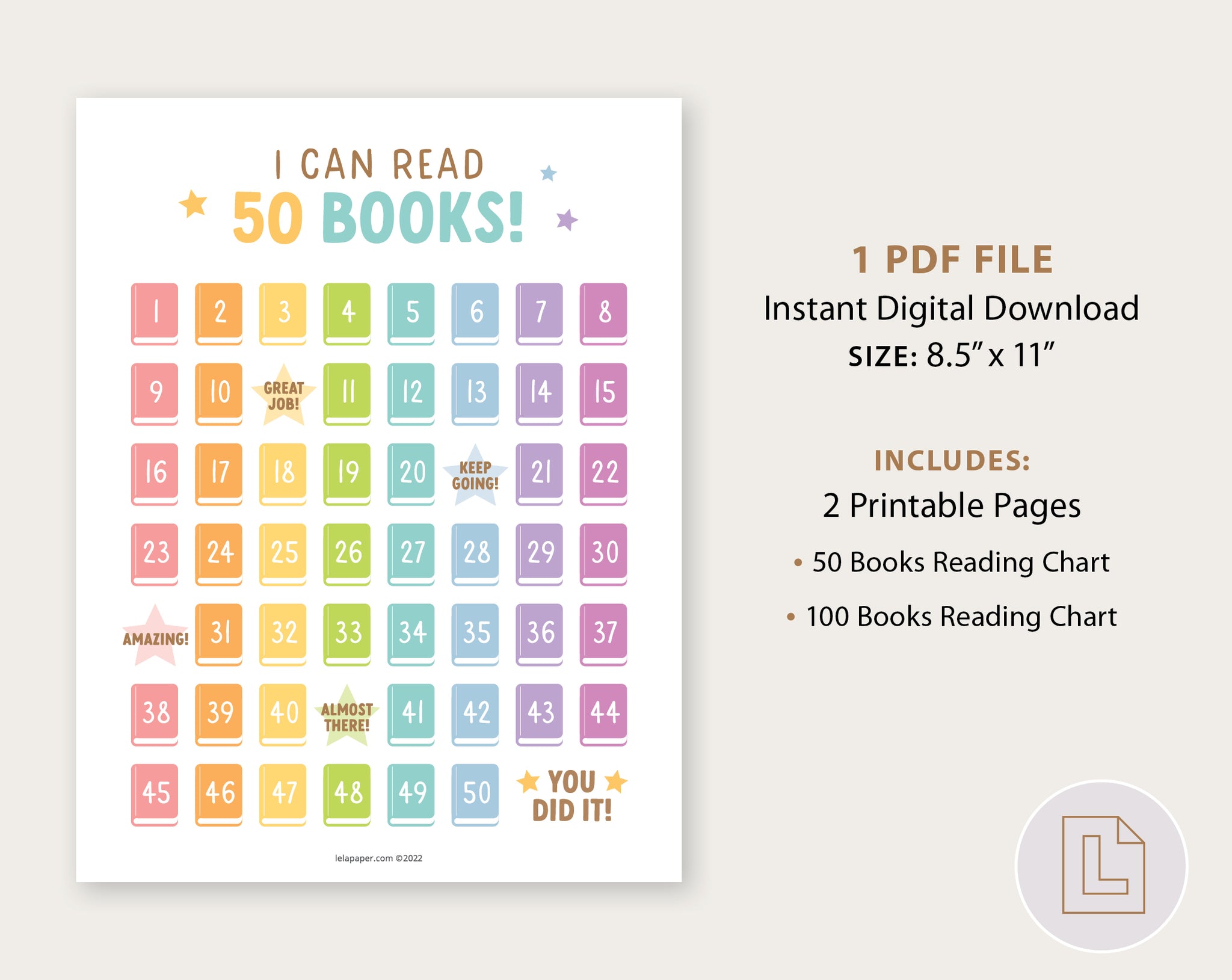 Book Reading Chart – Lela Paper